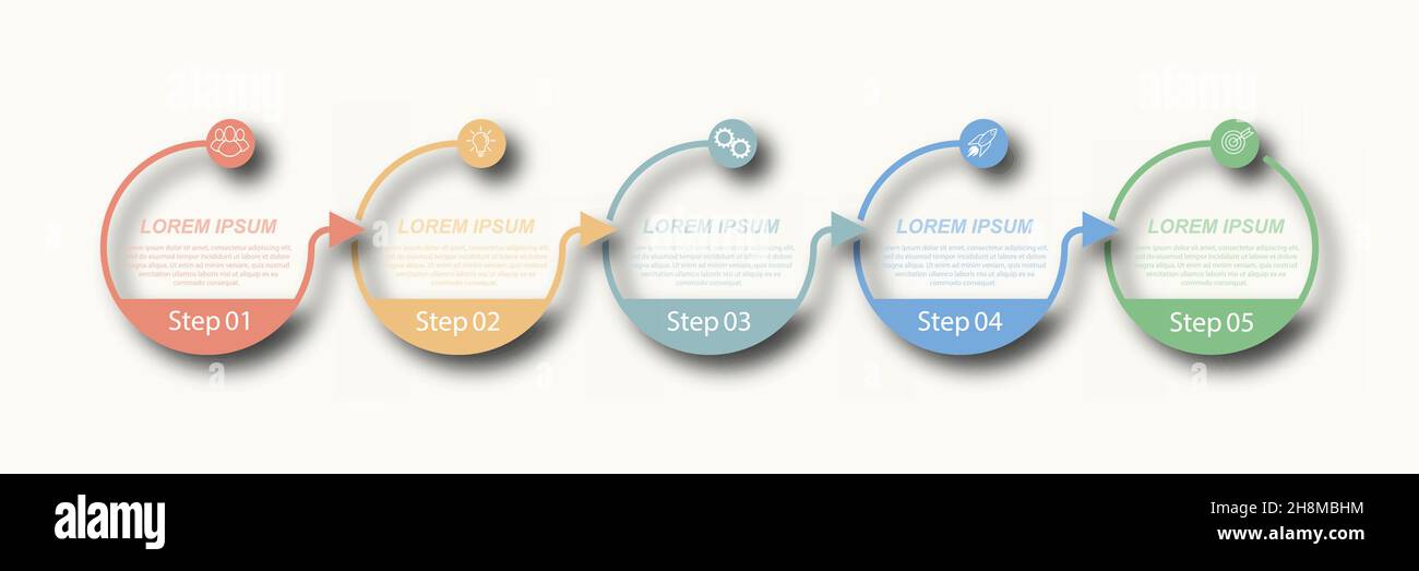 Infographics with pictograms. Template of 5 stages of business ...