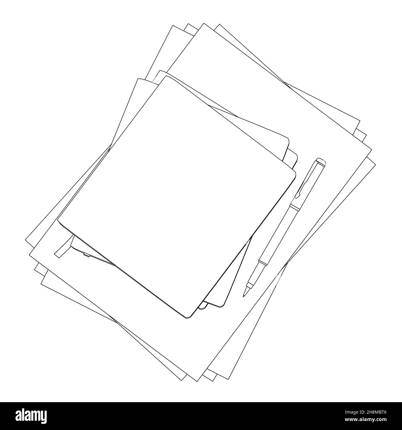 Stack Of Papers Drawing