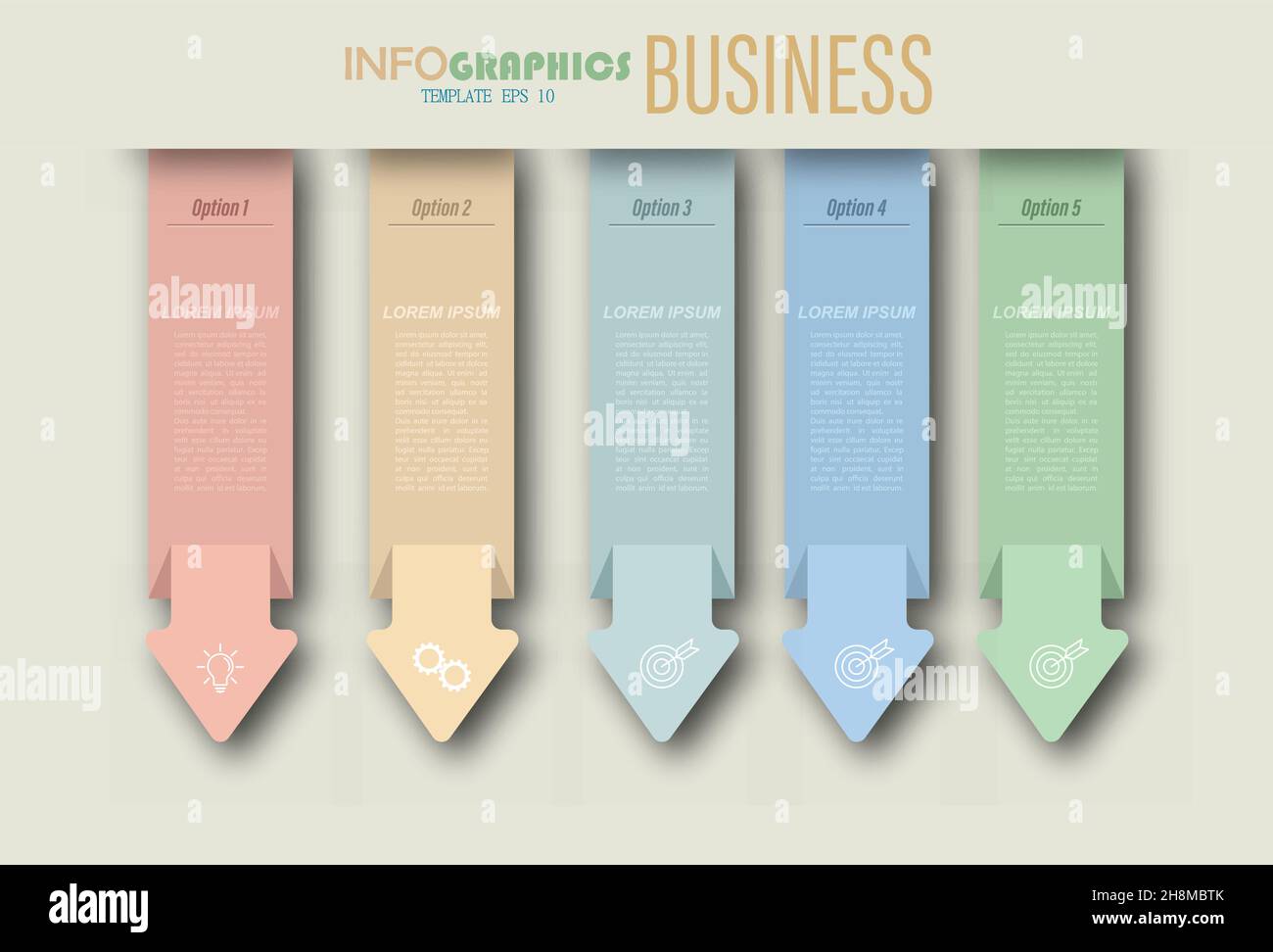 Infographics with pictograms. Template of 5 stages of business ...