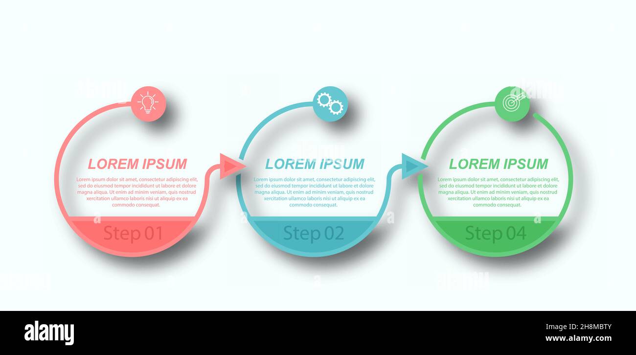 Infographics with pictograms. Template of 3 stages of business ...