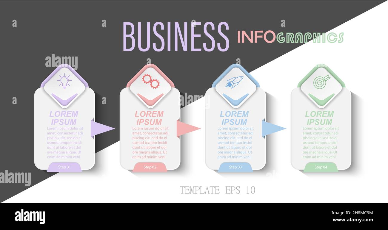 Infographics with pictograms. Template of 4 stages of business ...
