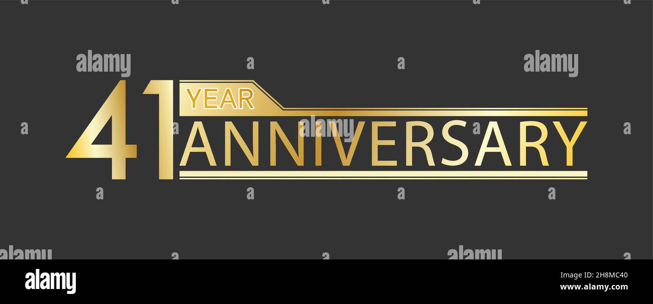Golden congratulatory inscription 41 year anniversary. Decorative ...