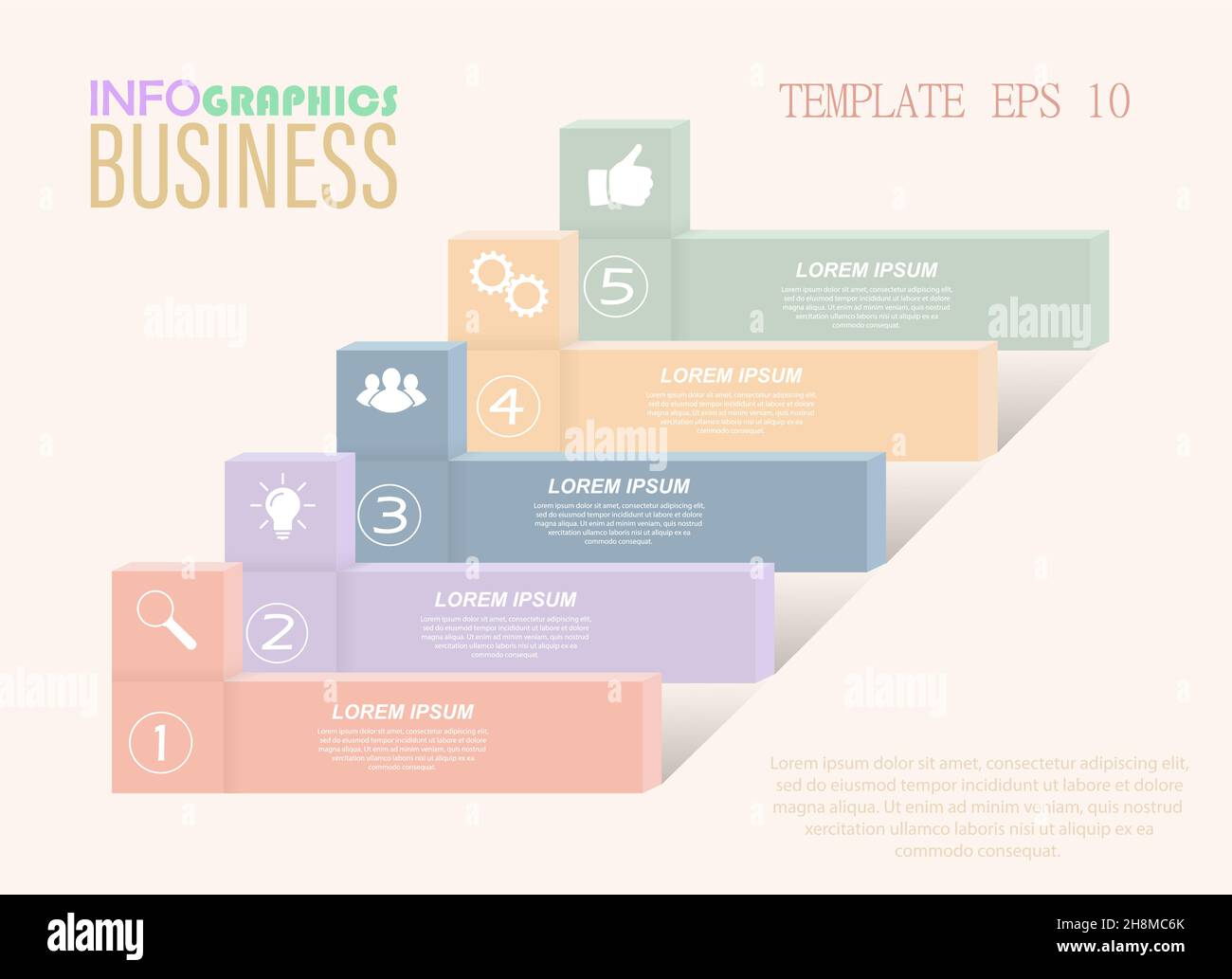 Infographics with pictograms. Template of 5 stages of business ...
