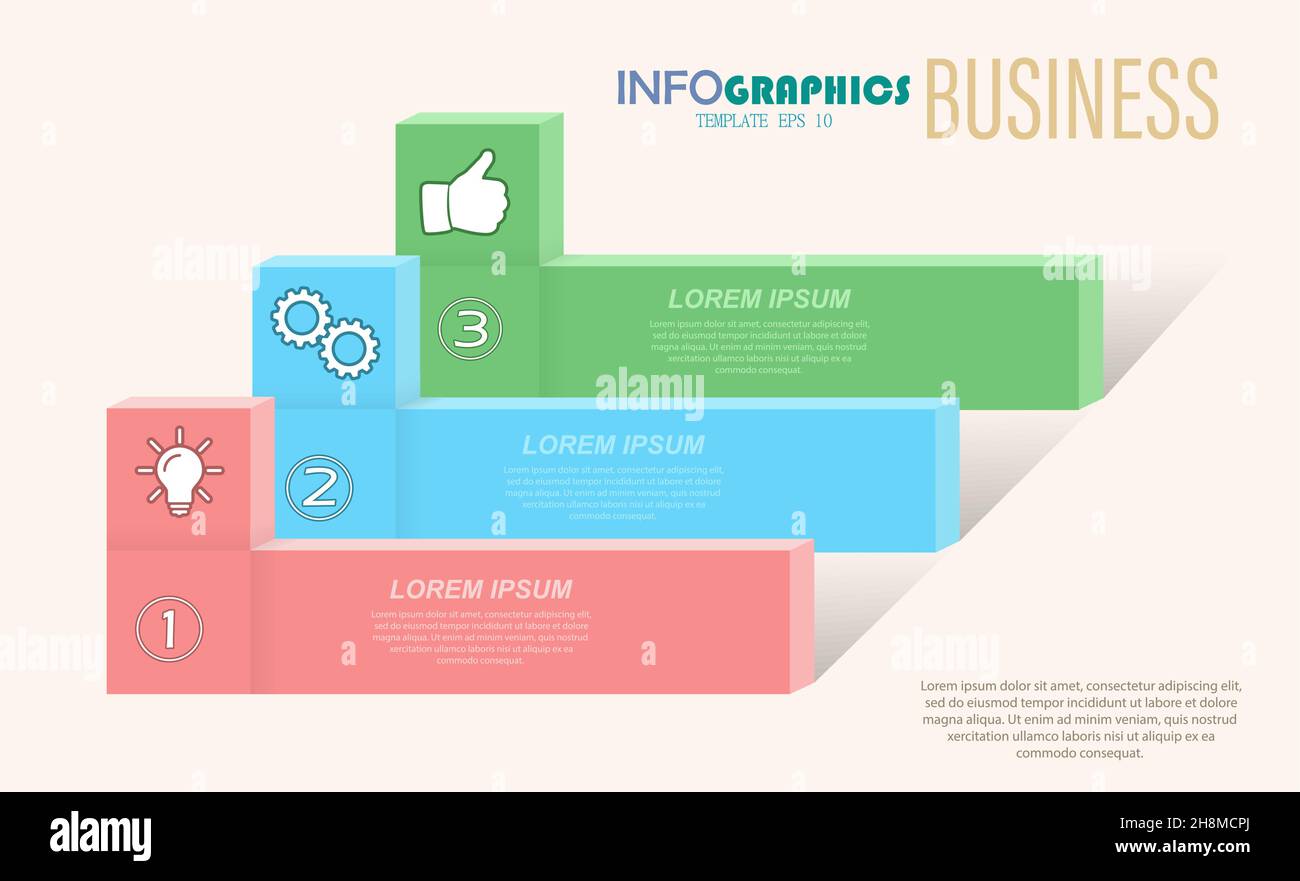 Infographics with pictograms. Template of 3 stages of business ...