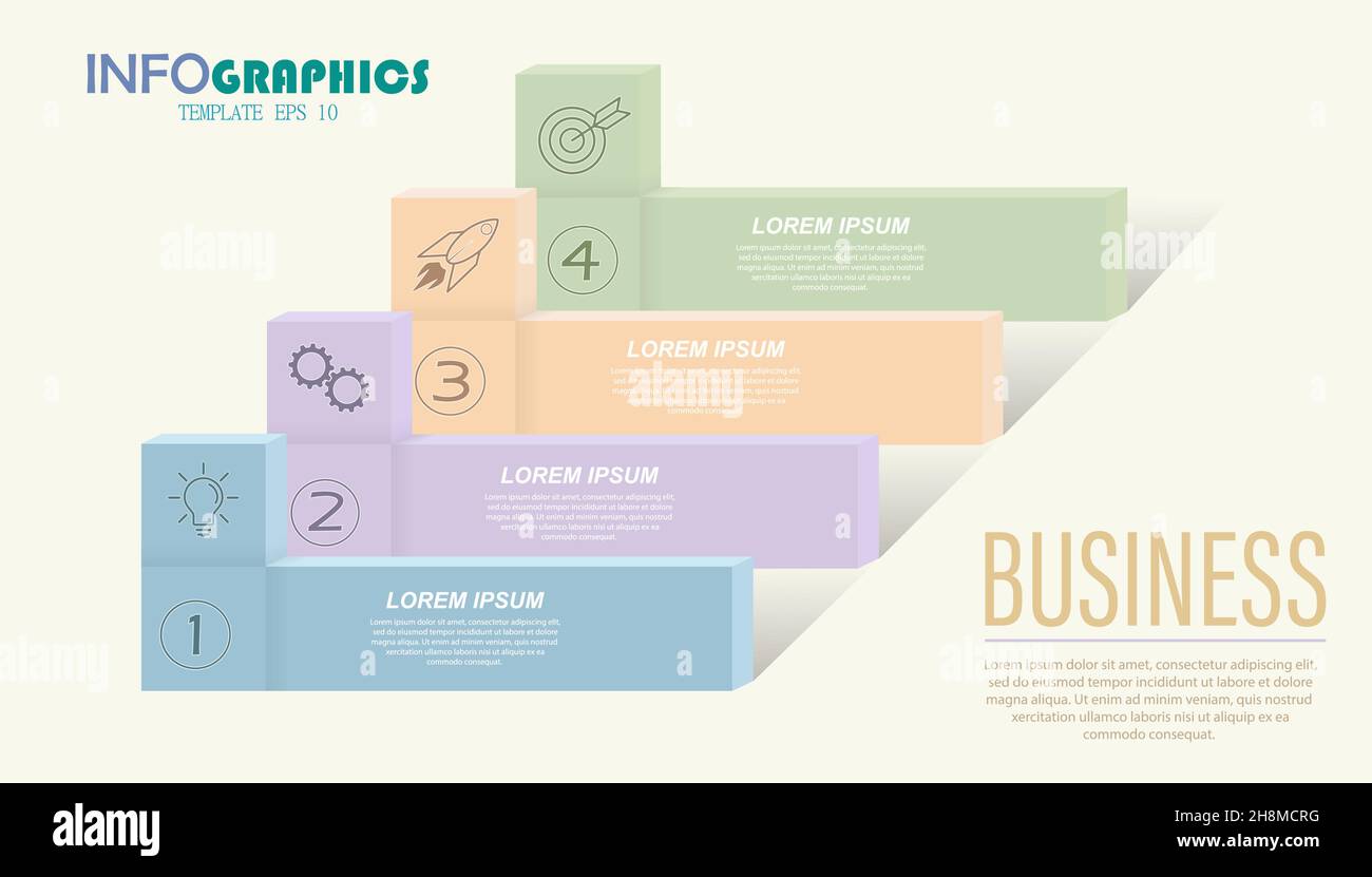 Infographics with pictograms. Template of 4 stages of business ...