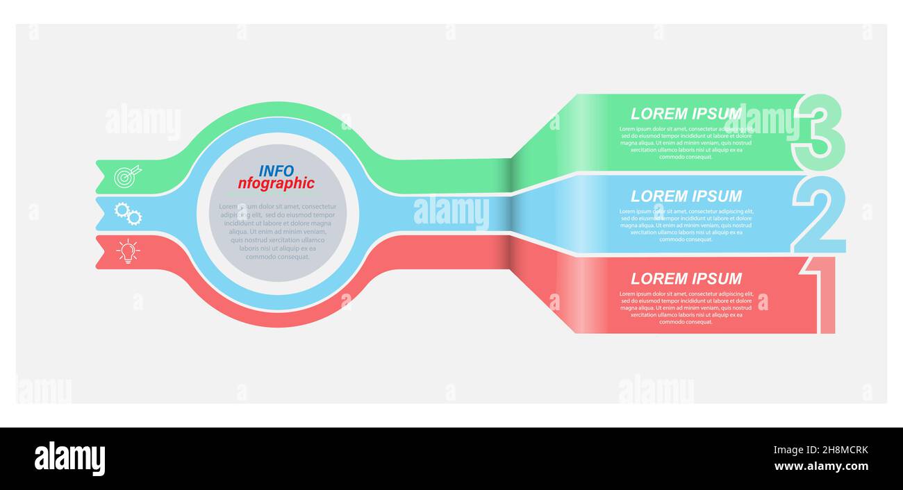 Infographics with pictograms. Template of 3 stages of business ...