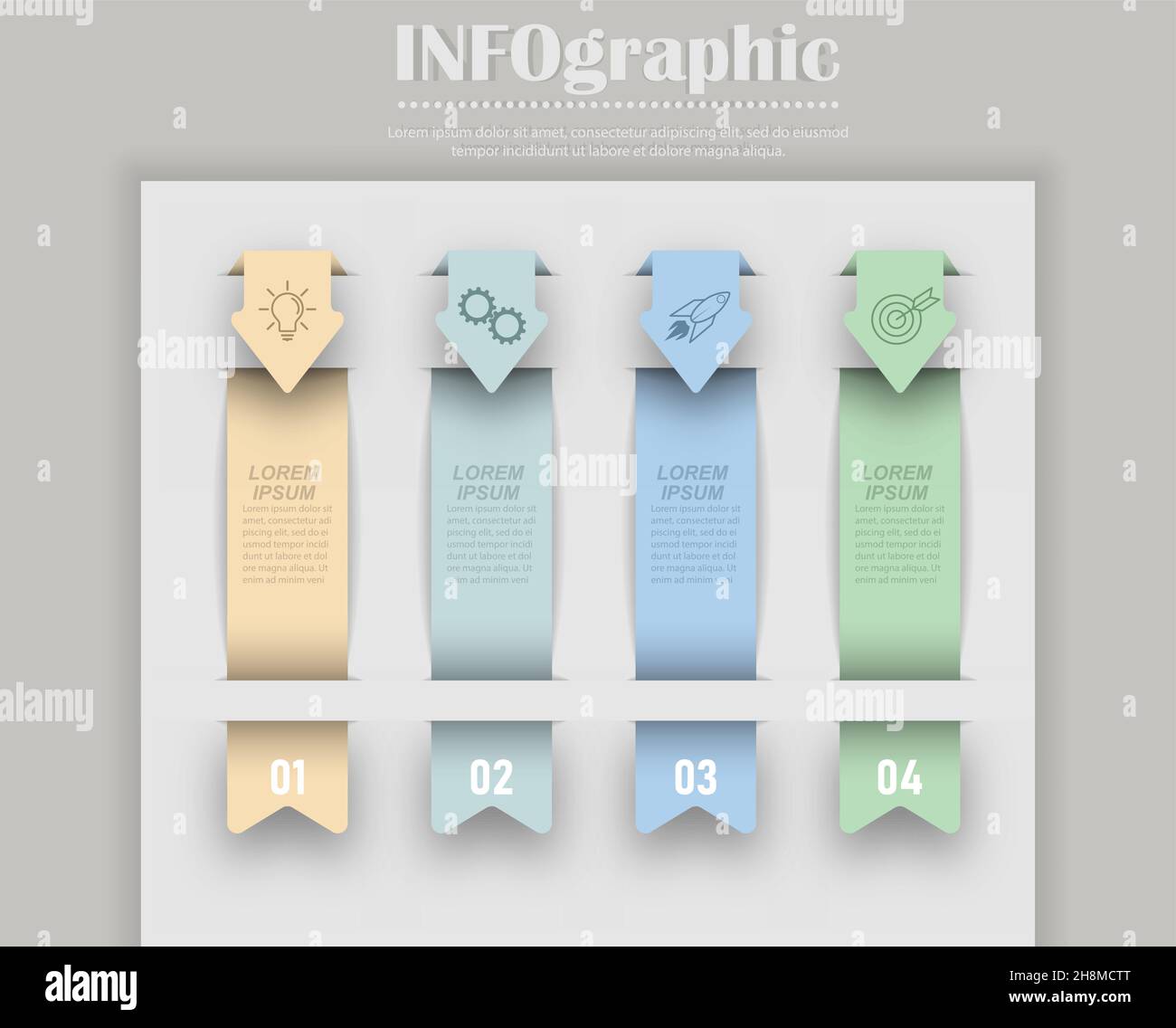 Infographics with pictograms. Template of 4 stages of business ...