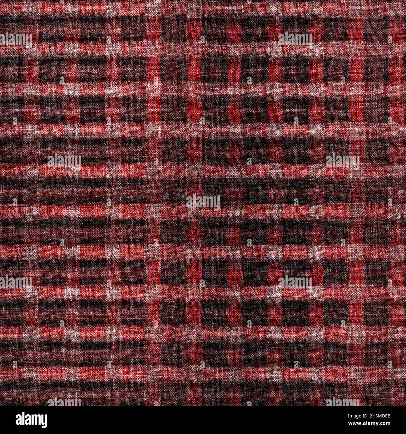 Retro red black buffalo plaid check seamless pattern. Traditional ...