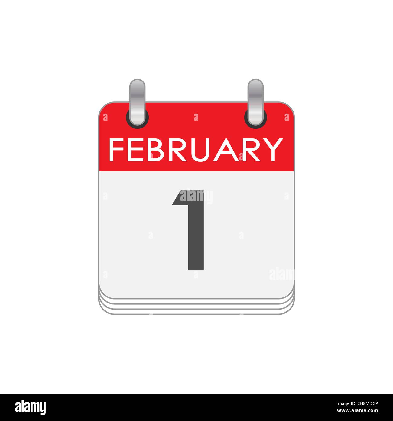 February 1. A leaf of the flip calendar with the date of February 1 ...