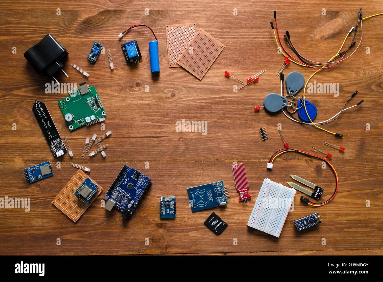 Top view of electronic components such as PCB Stock Photo - Alamy