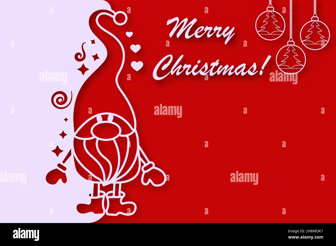 Merry Christmas. A dwarf with hearts and stars on a blue background for ...