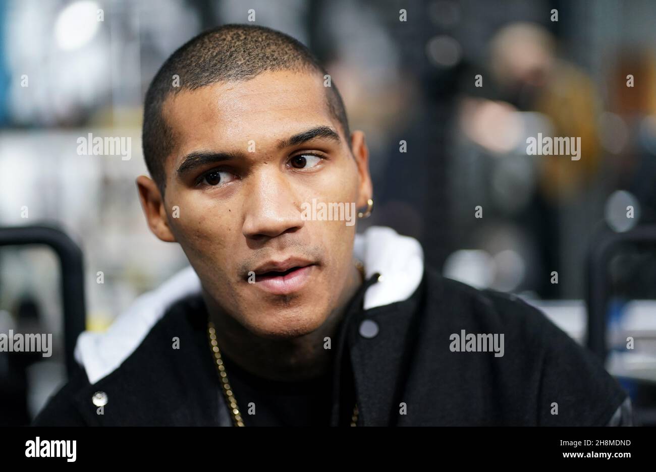 Conor Benn is interviewed before a workout at his gym in Stapleford ...