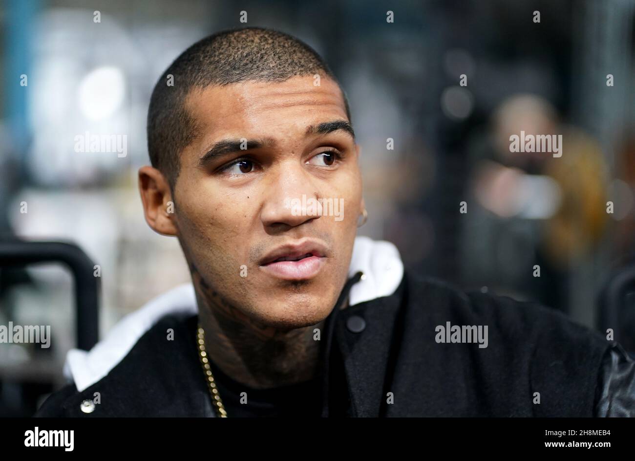 Conor Benn is interviewed before a workout at his gym in Stapleford ...