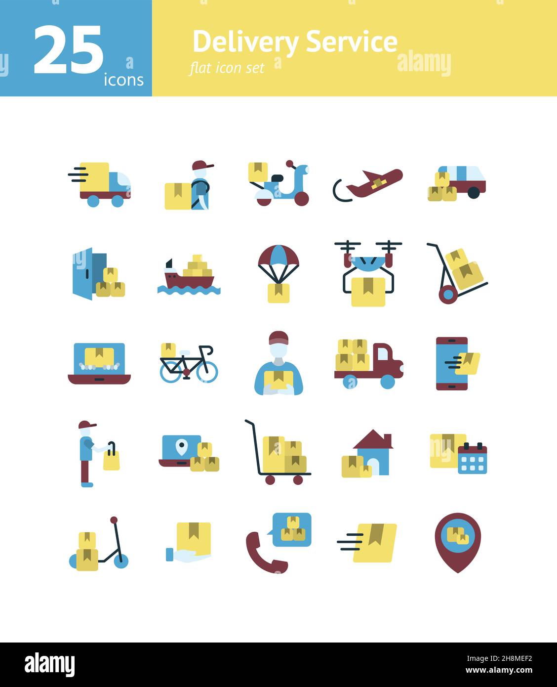 Delivery Service flat icon set. Vector and Illustration Stock Vector ...