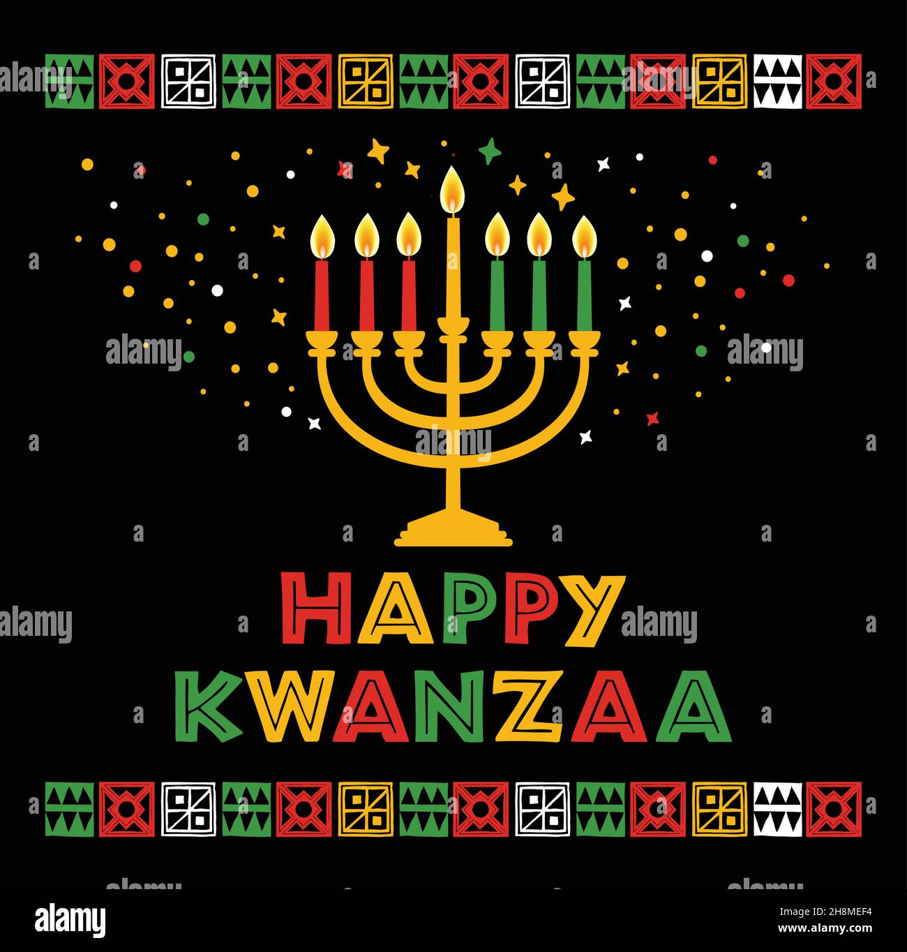 Vector collection of Happy Kwanzaa. Holiday symbols on white background ...