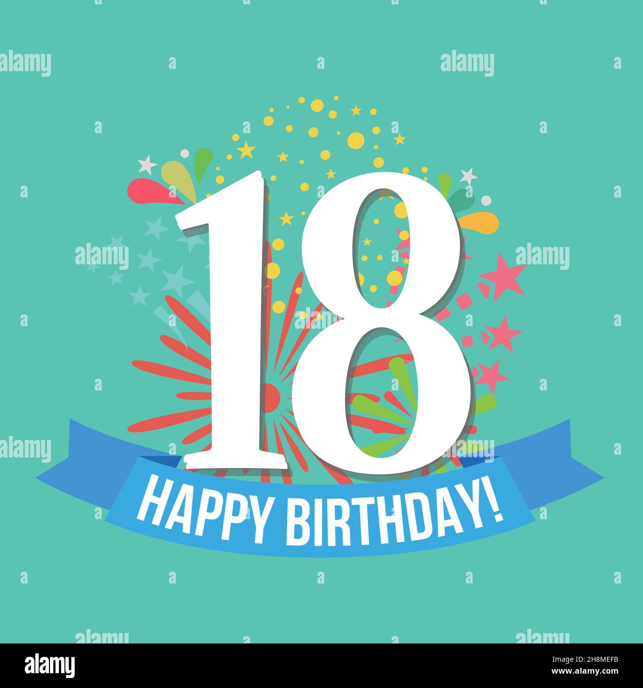 Template 18 birthday celebration and abstract text on white background ...