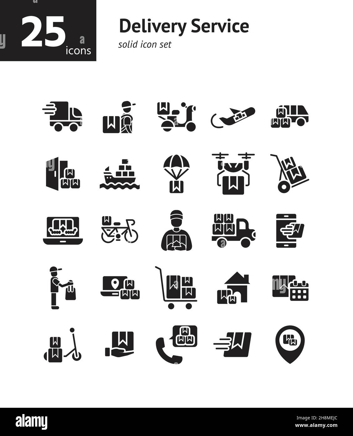 Delivery Service solid icon set. Vector and Illustration Stock Vector ...