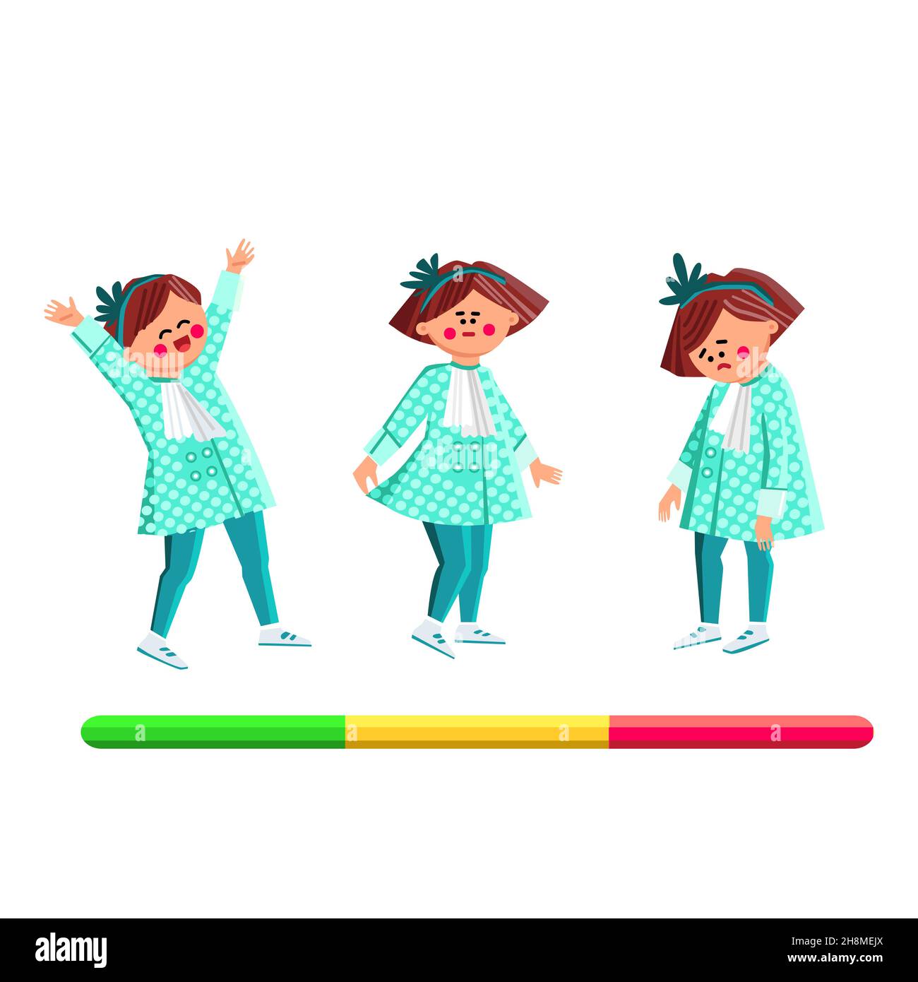 Girl Child Mood Laugh, Smile And Unhappy Vector Stock Vector Image ...