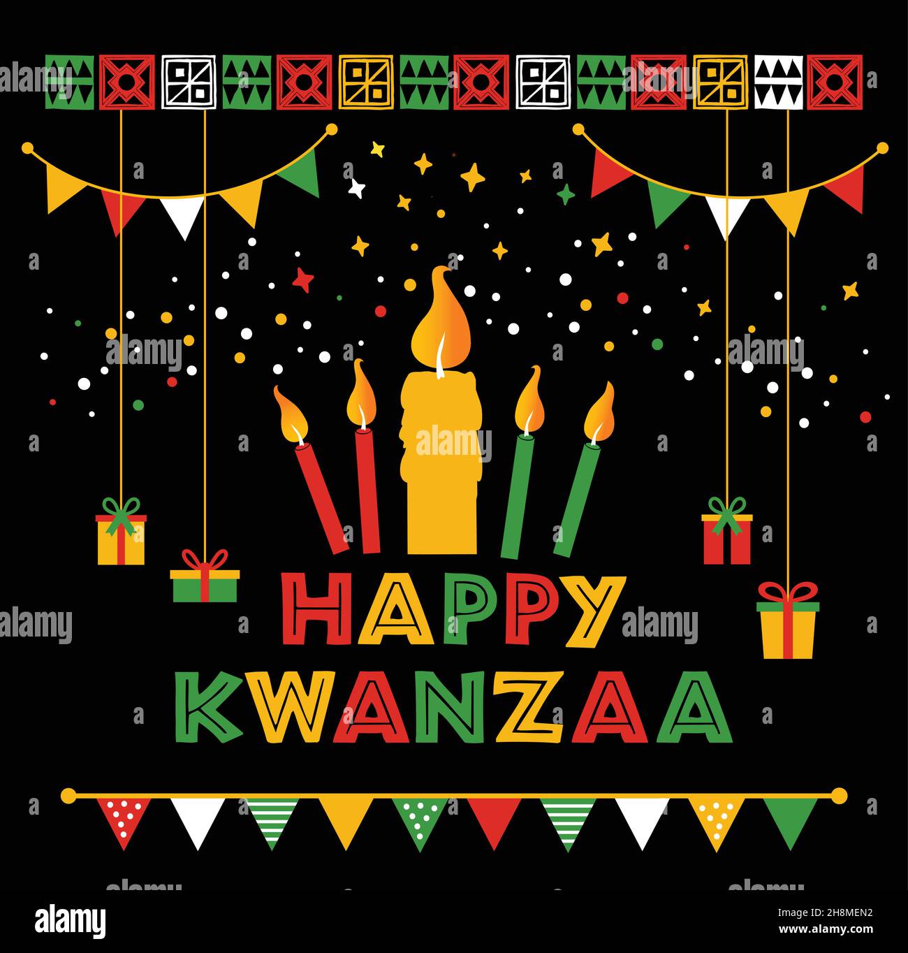 Vector collection of Happy Kwanzaa. Holiday symbols on white background ...