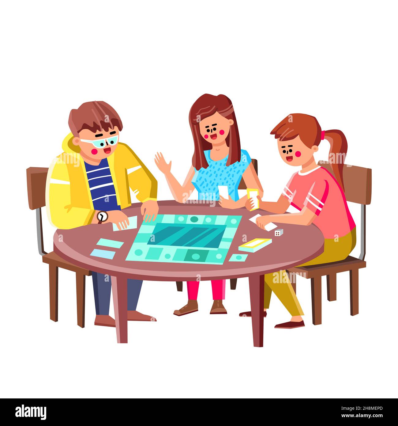 Play Board Games Playing Friends Together Vector Stock Vector Image ...