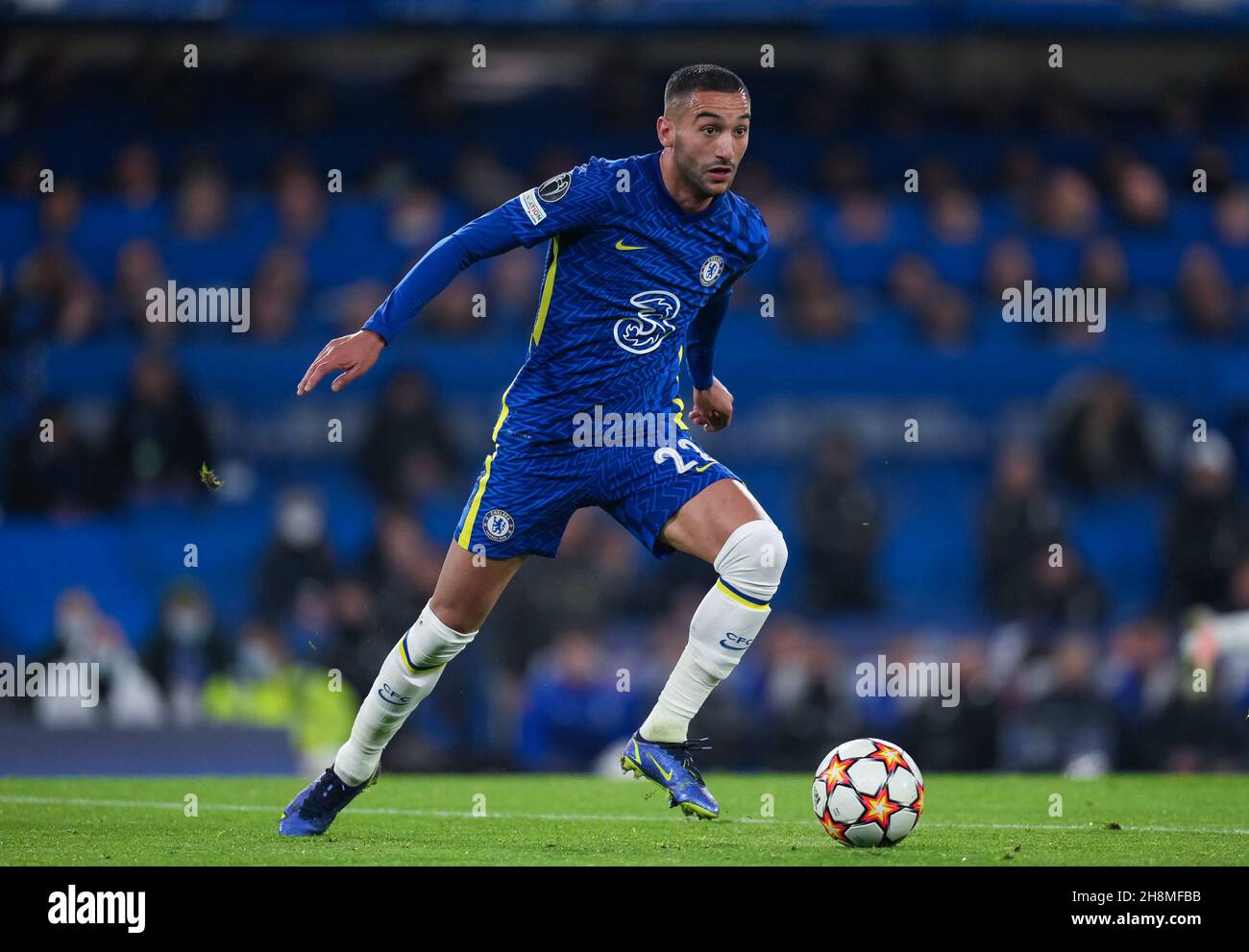 London, UK. 23rd Nov, 2021. Hakim Ziyech of Chelsea during the UEFA ...