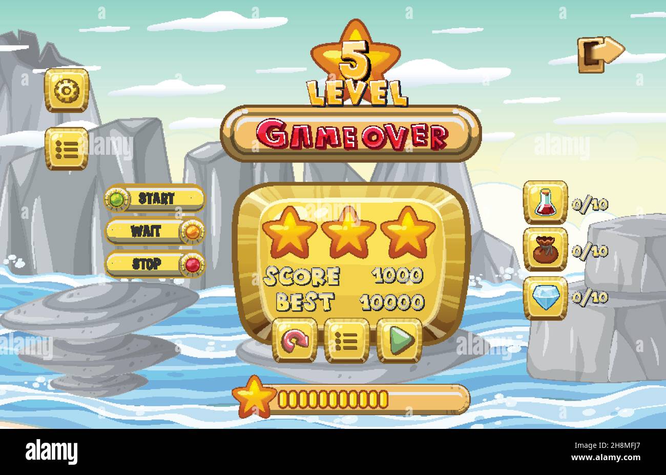 Game Over Template Scene illustration Stock Vector Image & Art - Alamy