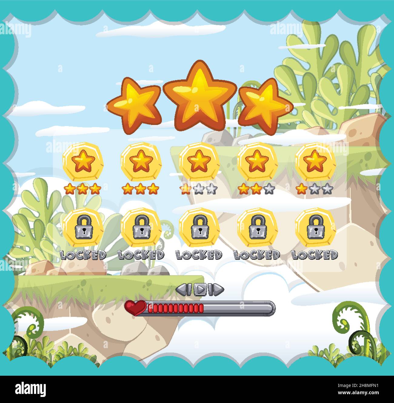 Game user interface with three stars illustration Stock Vector Image ...