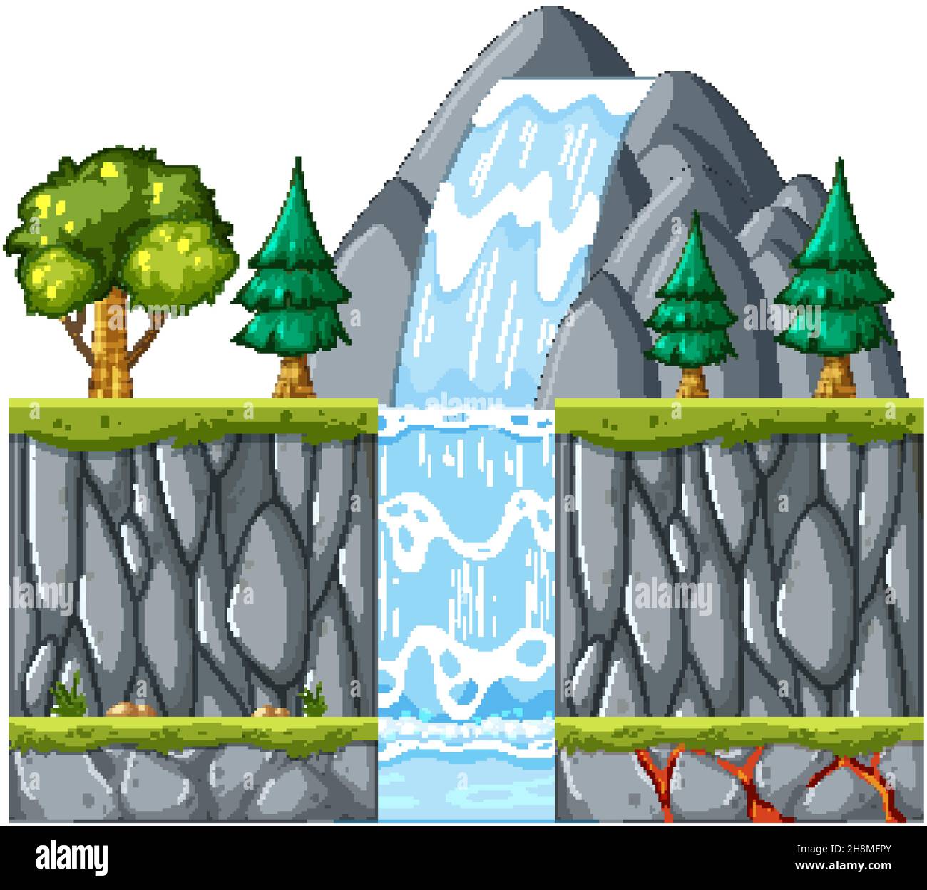 Waterfall in nature on white background illustration Stock Vector Image ...