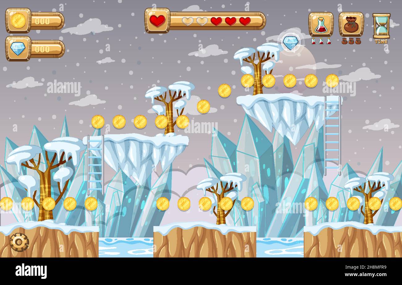Game Template Snow Scene illustration Stock Vector Image & Art - Alamy