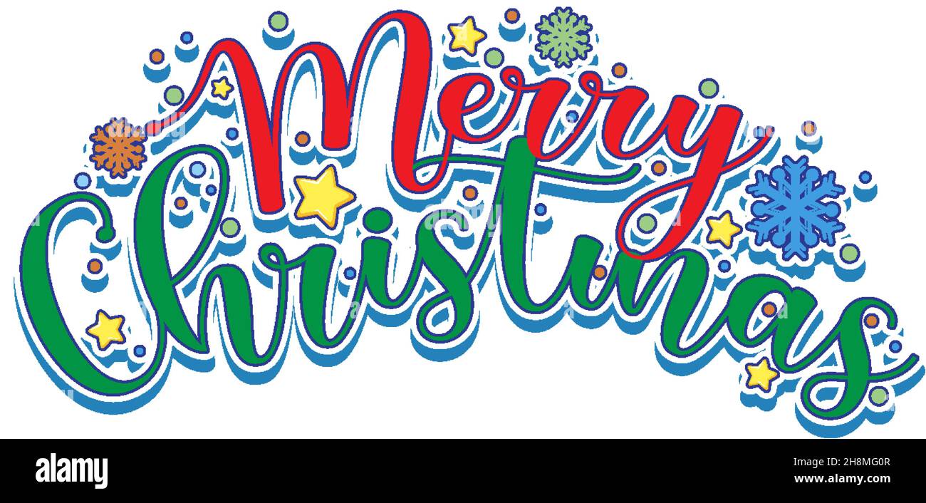 Merry Christmas lettering design on white background illustration Stock ...