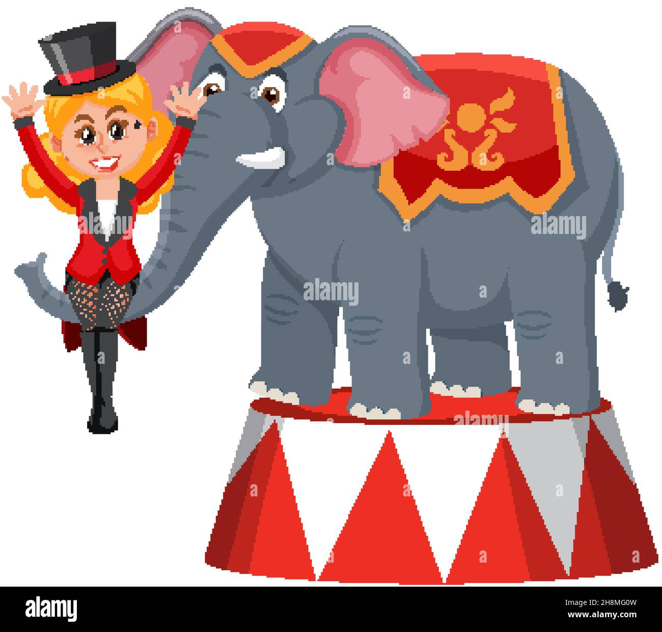 Elephant performance with magician girl illustration Stock Vector Image ...