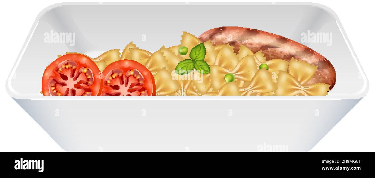 Pasta farfalle with salami and tomato illustration Stock Vector Image ...