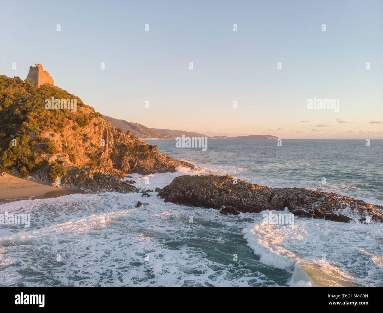 Ascea Marina cliffs, Punta del Telegrafo, Italy Stock Photo - Alamy