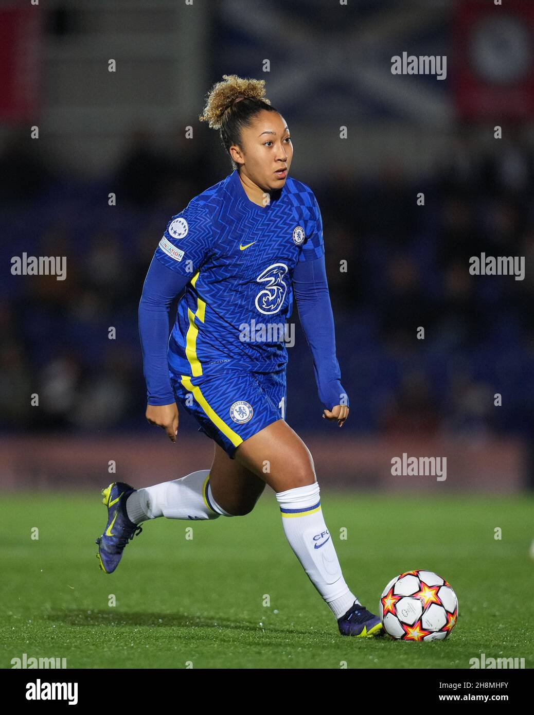 Kingston, UK. 18th Nov, 2021. Lauren James of Chelsea Women makes her ...