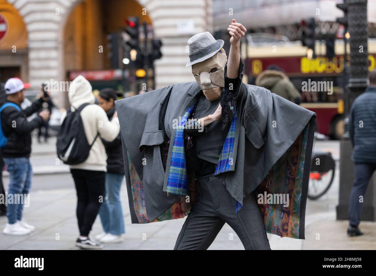 Costumed dancer at Piccadilly Circus, central London, United Kingdom ...