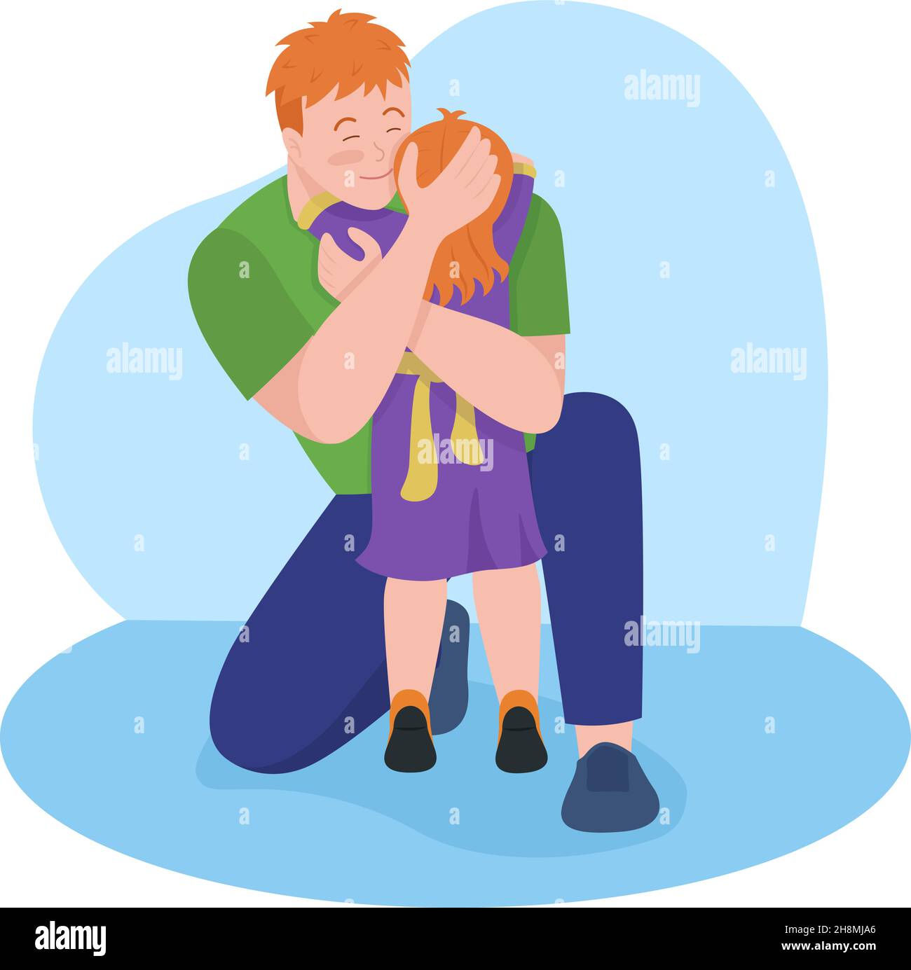 Father hugging daughter 2D vector isolated illustration Stock Vector ...