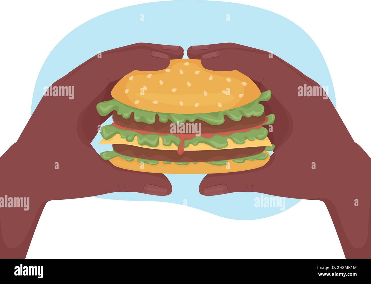 Fast food burger 2D vector isolated illustration Stock Vector Image ...