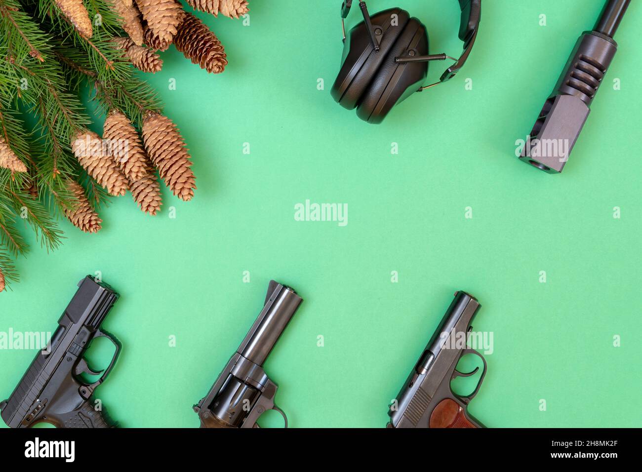 firearm layout. Christmas concept. Weapon frame Stock Photo - Alamy