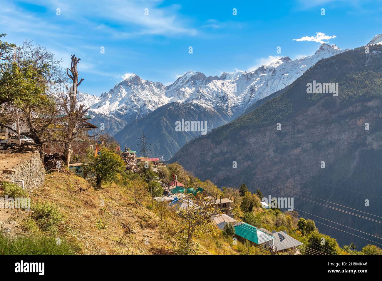 Kinnaur Kailash Himalaya mountain range at Kalpa Himachal Pradesh ...