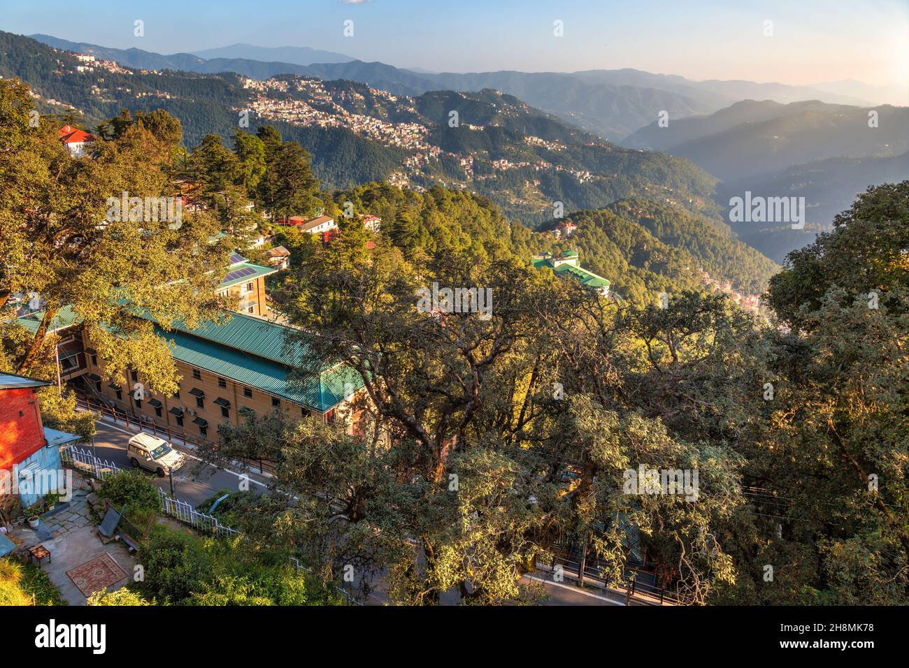 Shimla scenic hill station of Himachal Pradesh with aerial view of ...