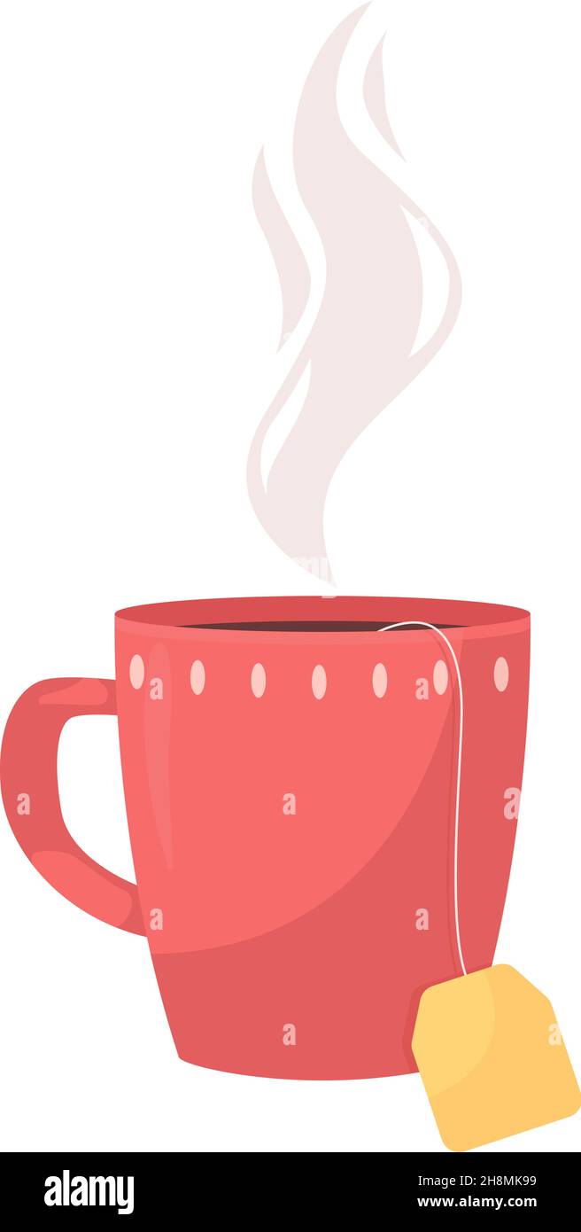 Red mug with hot tea semi flat color vector object Stock Vector Image ...