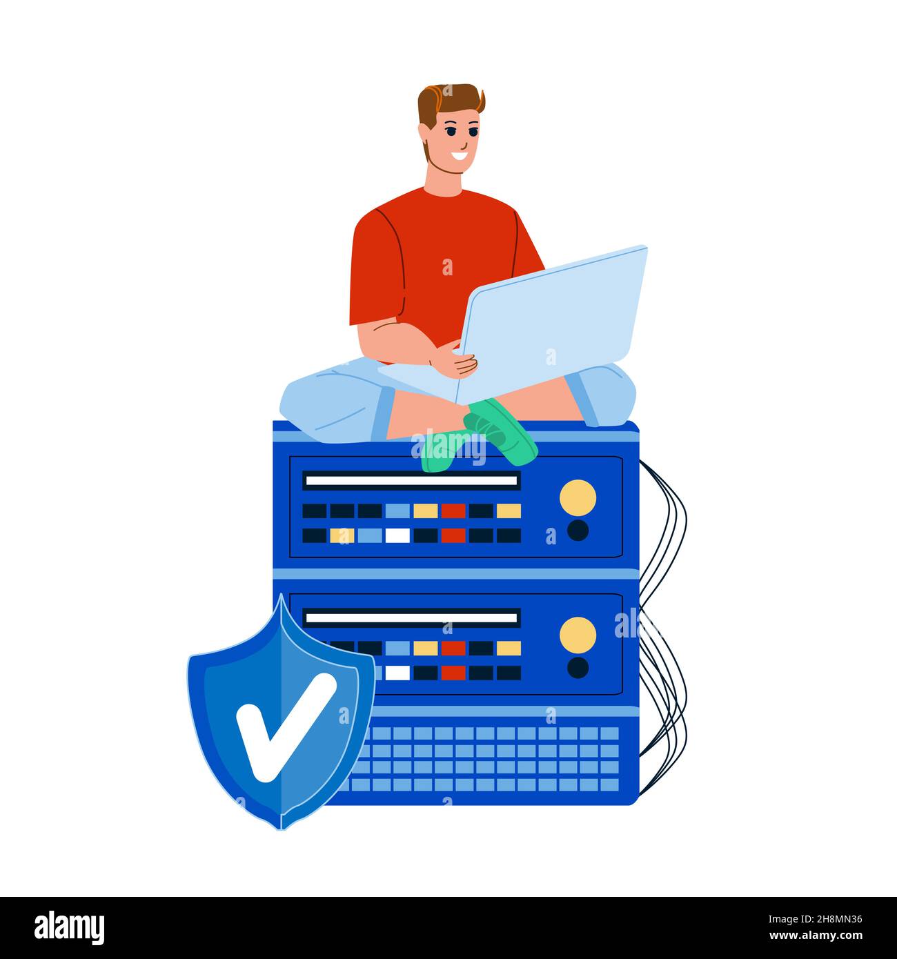 Vps Hosting Internet Service Using Man Vector Stock Vector Image & Art ...