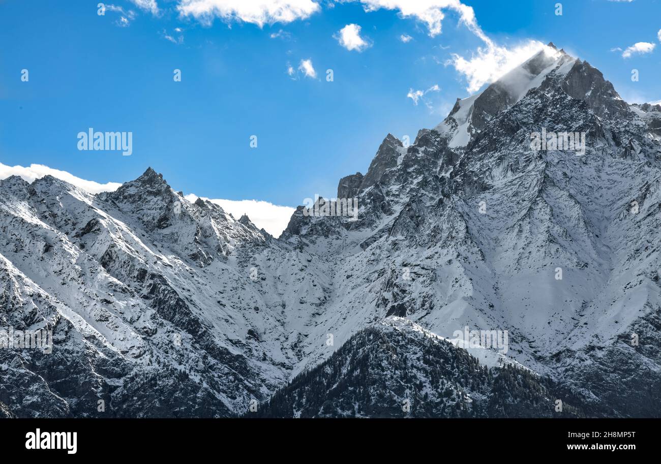 Himalaya mountain landscape also known as the Kinnaur Kailash Himalayan ...