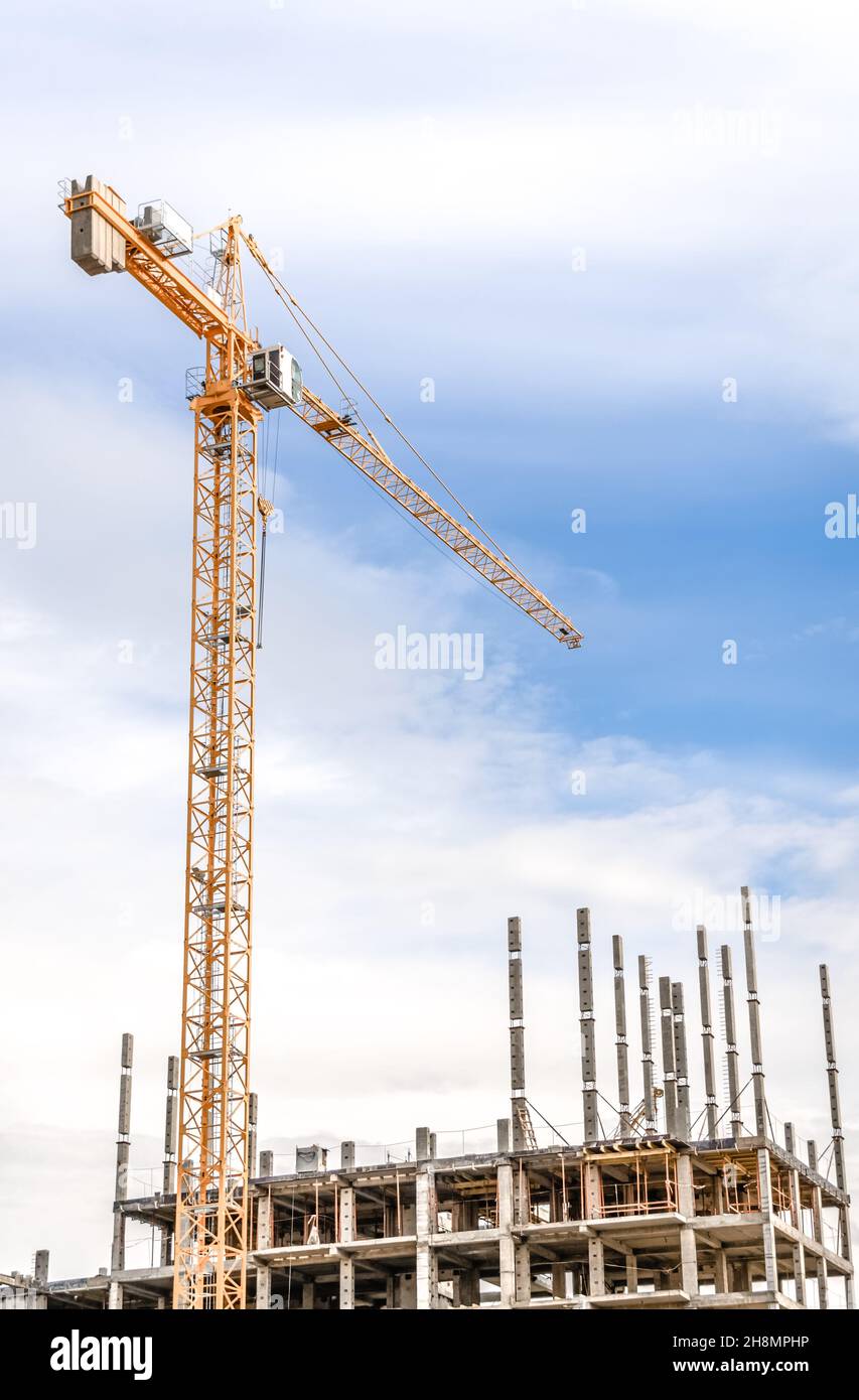 New residential high-rise buildings and hoisting crane Stock Photo - Alamy