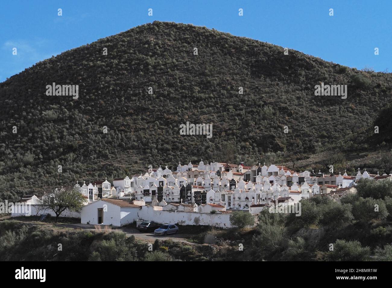 Spanish cemetery in the Almanzora Valley, Cementerio, white tombs in ...