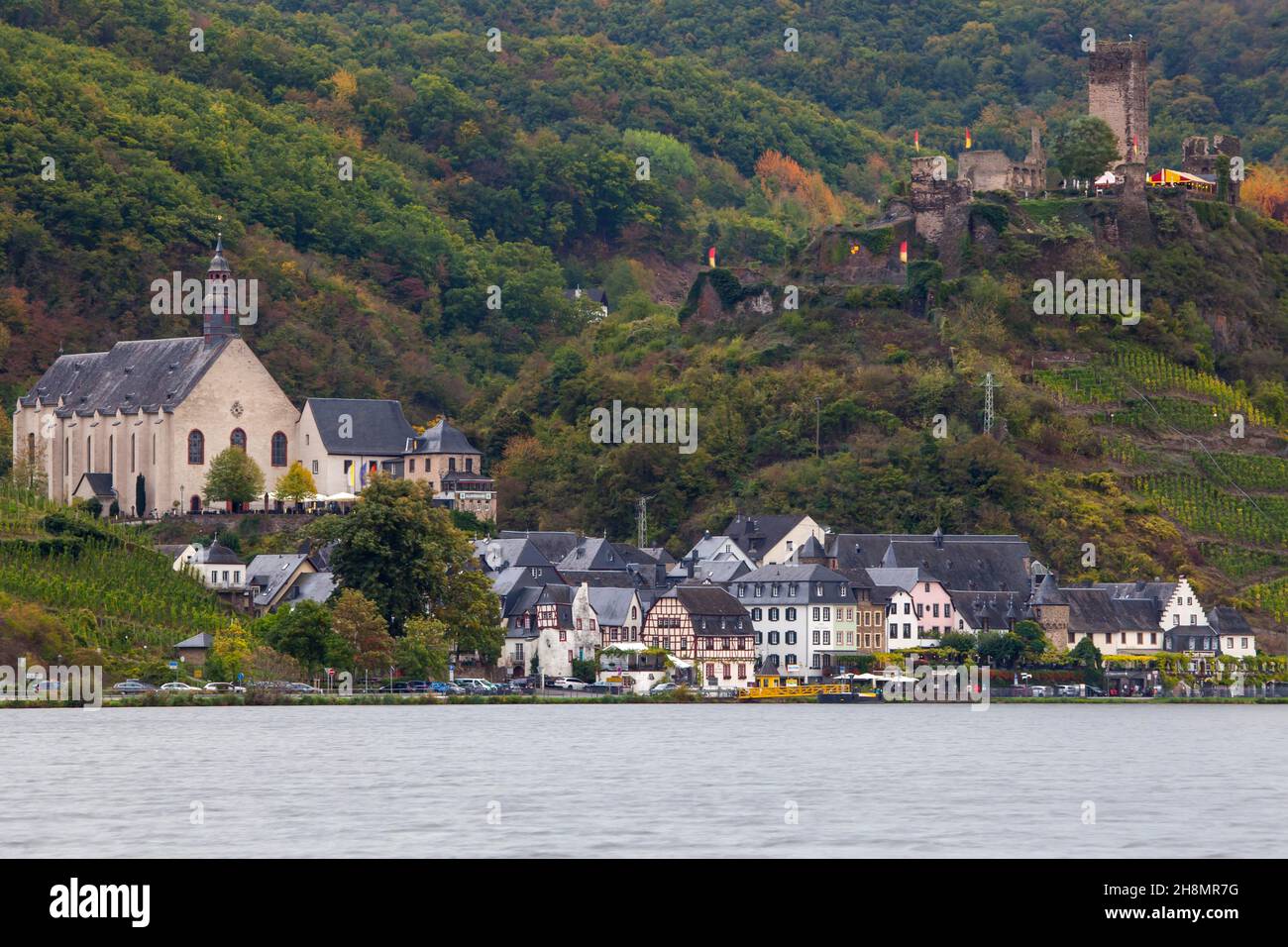 Townscape with Cochem Imperial Castle, Cochem, Central Moselle ...