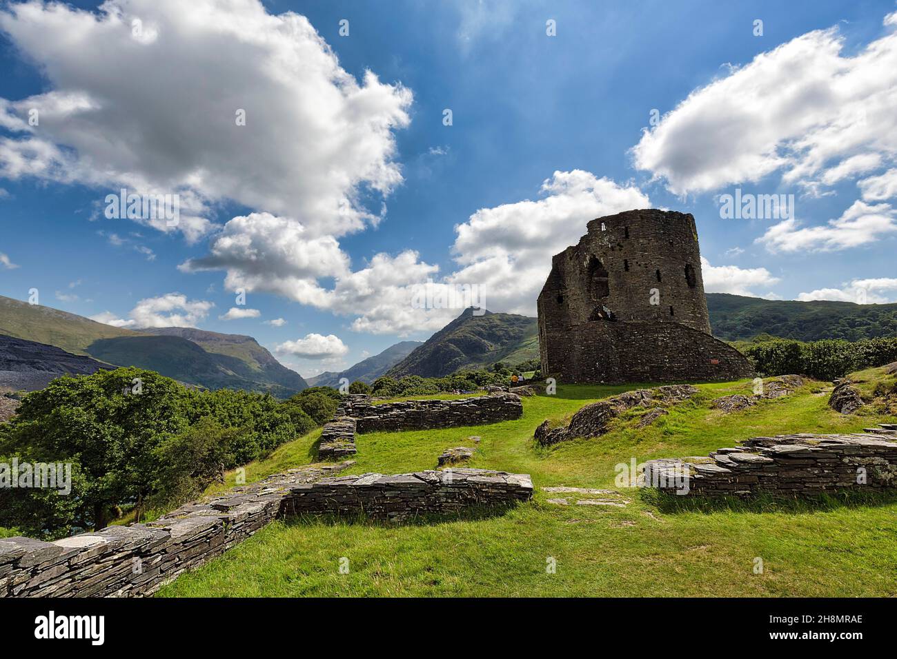 Ruins of a Medieval Castle, Dolbadarn Castle, Gwynedd Hills, Backlight ...