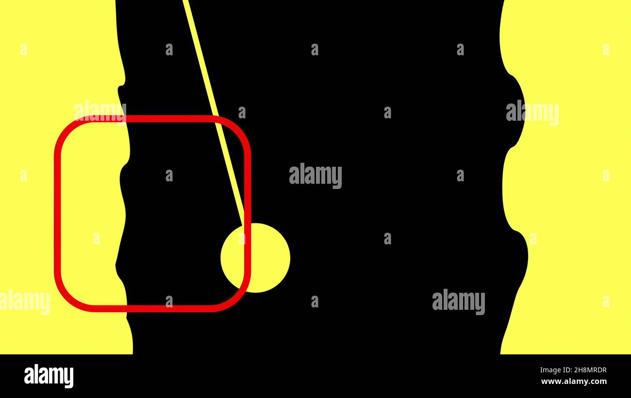 3d illustration - red rectangle on minimal style yellow background ...