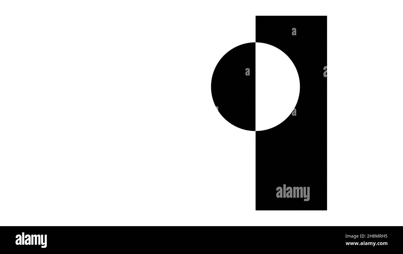 3d illustration - black rectangle and circle in minimal art style Stock ...