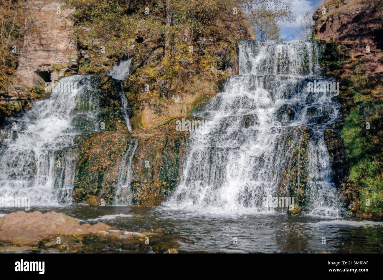 Beautiful landscape with a waterfall. Picture for inspiration Stock ...